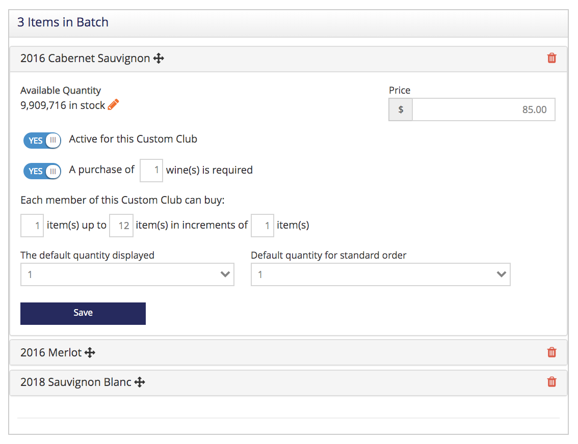 vinSUITE Create Custom Club Batch