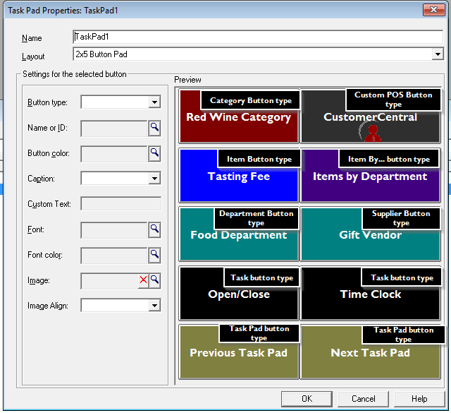 Desktop POS Settings: Create POS Task Pads