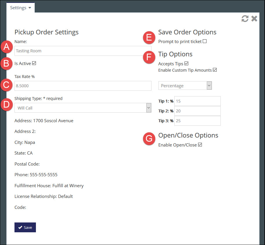 System Settings: Mobile POS - Location Settings